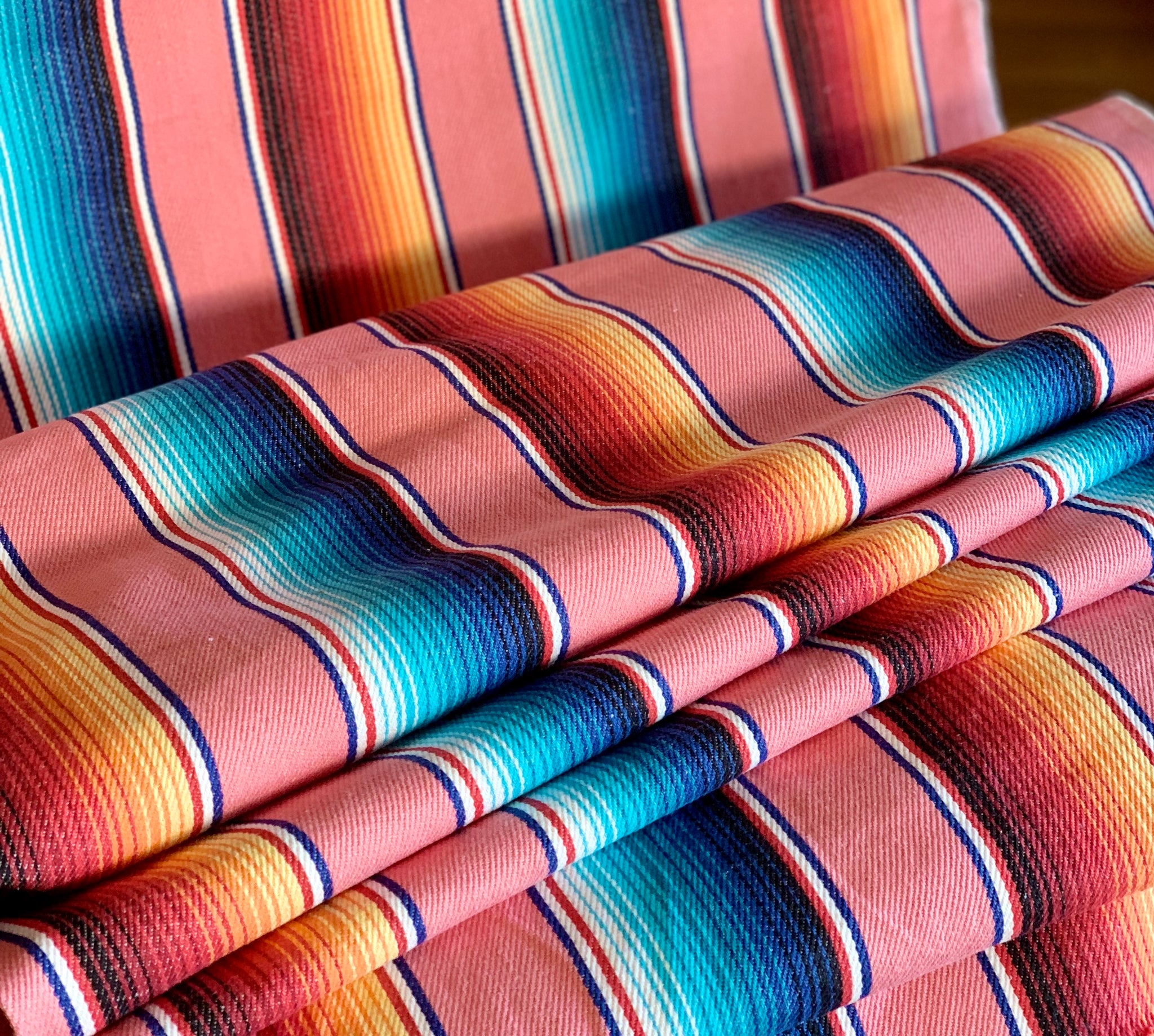 Taos Serape Style Upholstery Fabric - Pink